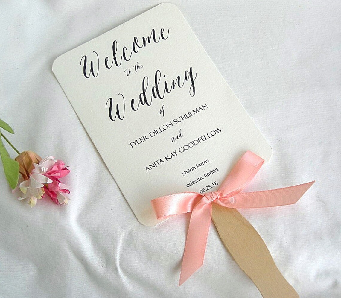 Wedding Program Fans Personalized Wedding Fans Ivory Peach - Etsy