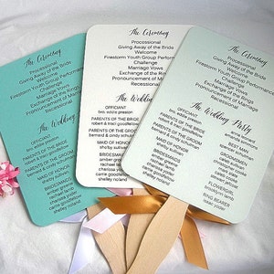 Rustic Wedding Fans Vintage Wedding Program Fans Ivory Turquoise Mint ...