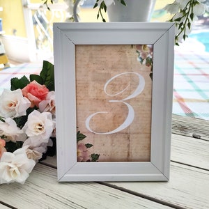 Table Number Cards Wedding Table Cards Frames White Picture Frames ...