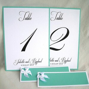 Turquoise Table Number Cards Wedding White Table Number Cards Reception ...