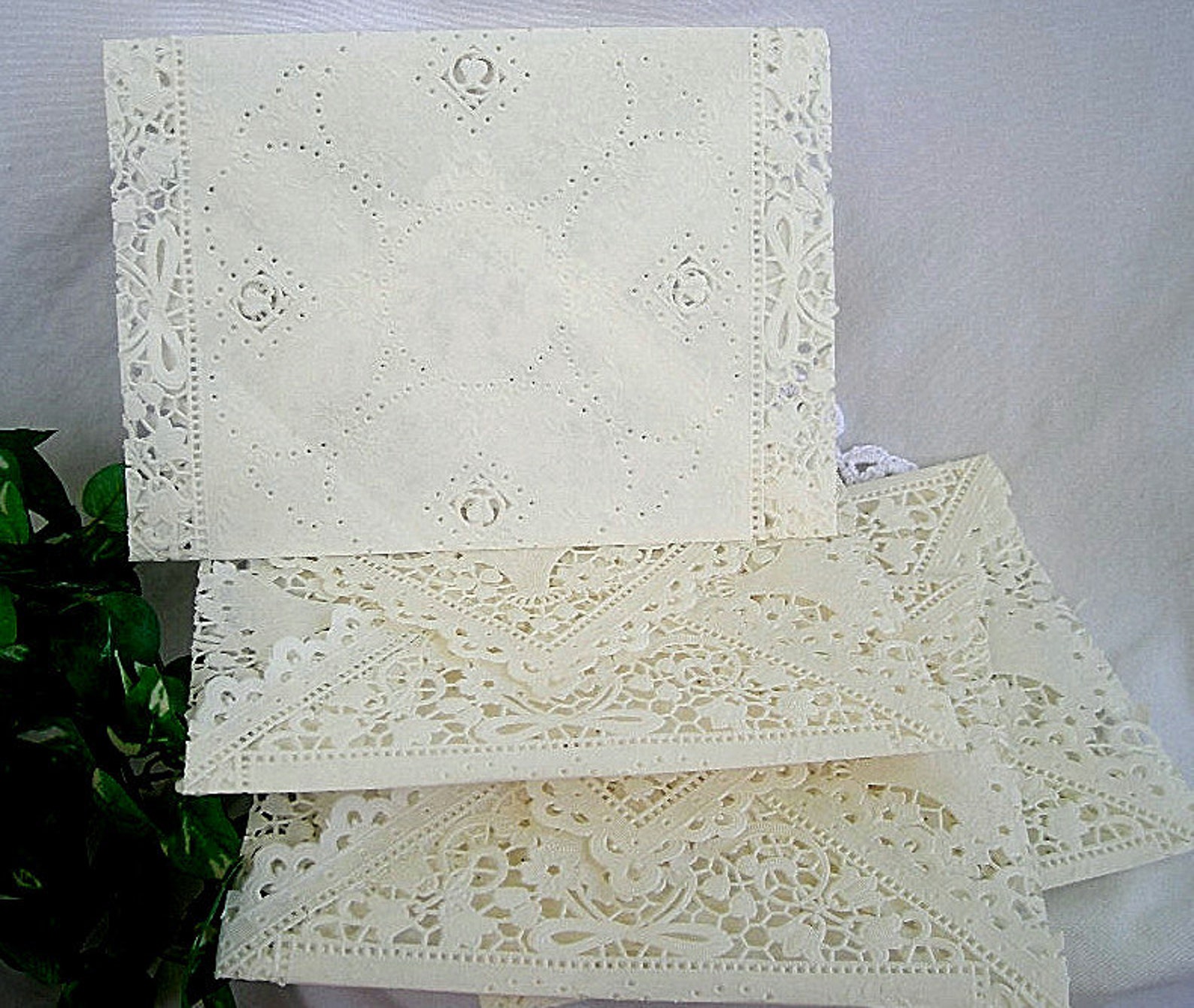 Paper Lace Envelopes, Vintage Lace, Handmade White Ivory Lace Envelopes ...
