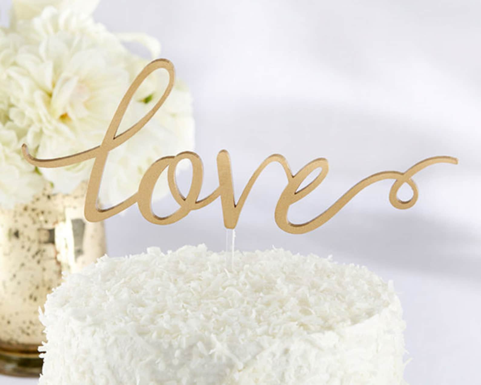 Love Cake Topper Wedding Cake Topper Gold Love Cake Topper Gold Script ...