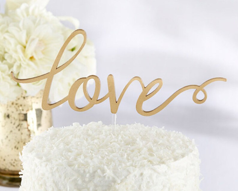 Love Cake Topper Wedding Cake Topper Gold Love Cake Topper Gold Script ...