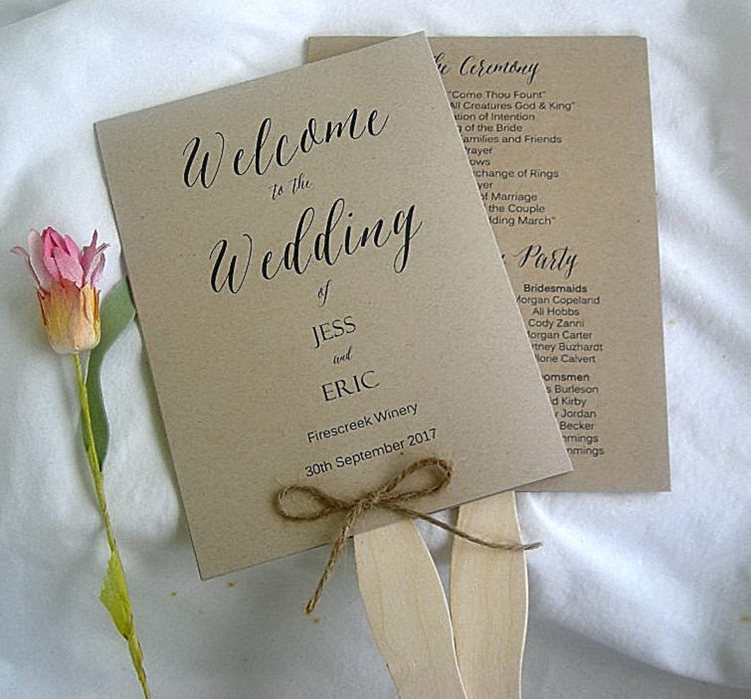 Rustic Wedding Fans Assembled Rustic Wedding Fans Personalized Wedding ...