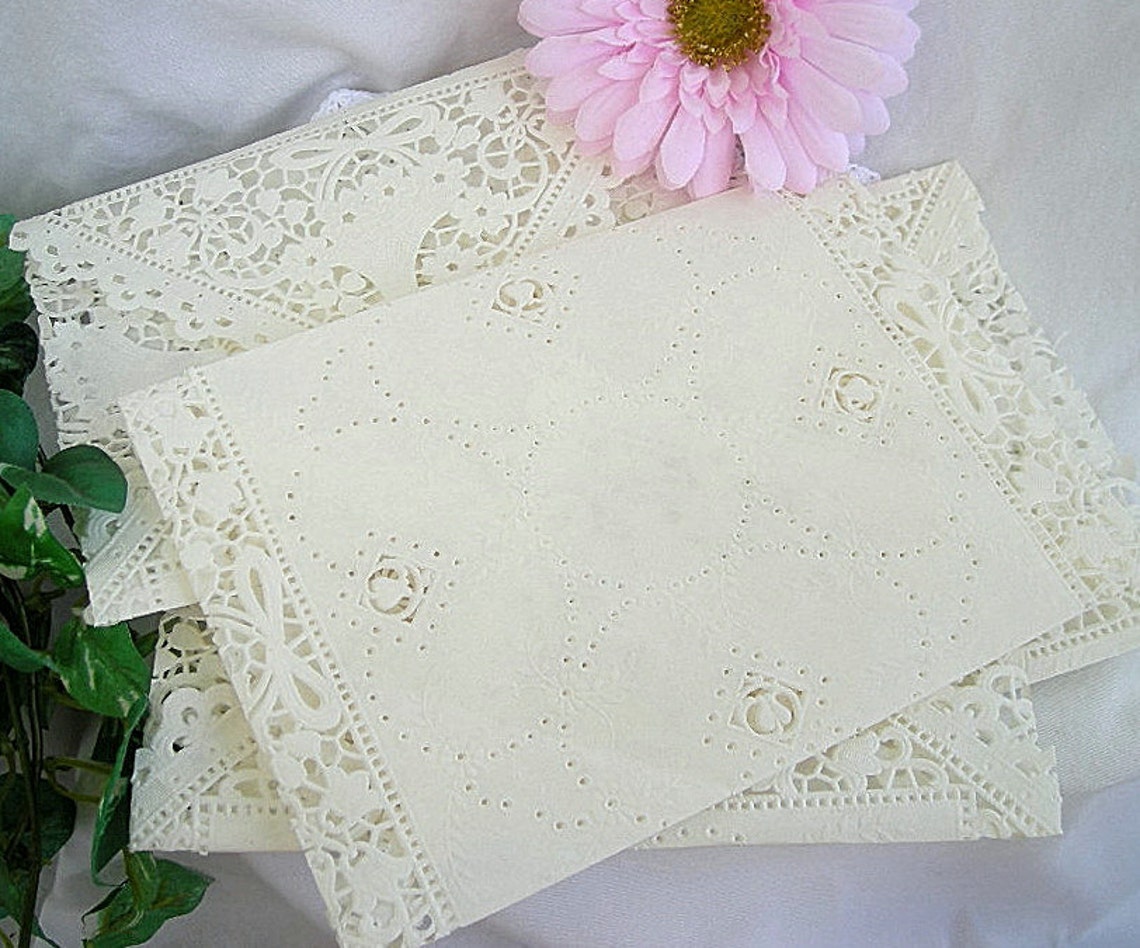 Paper Lace Envelopes, Vintage Lace, Handmade White Ivory Lace Envelopes ...