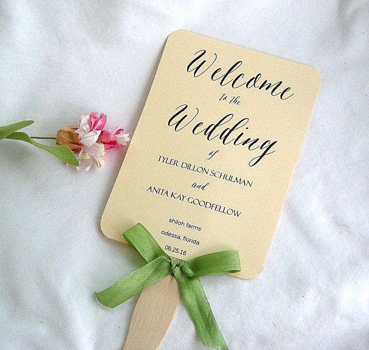 Wedding Program Fans Personalized Wedding Fans Ivory Peach | Etsy