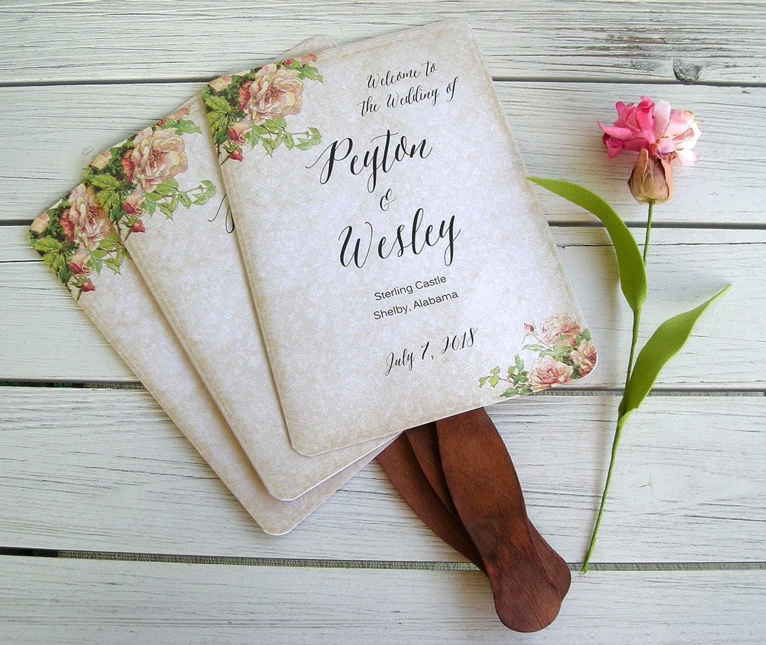 Rustic Wedding Fans Vintage Wedding Program Fans Ivory Turquoise Mint ...