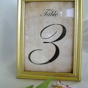 Table Number Frames Gold Wedding Table Number Gold Picture Frame Gold ...
