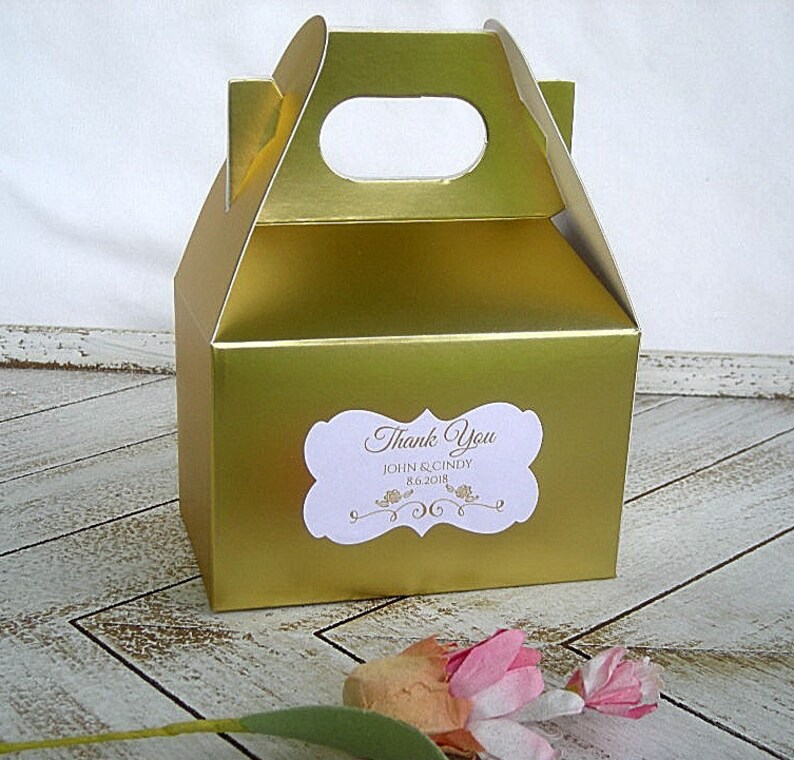 Wedding Favor Boxes Gable Box Custom Favors Gold Silver White - Etsy