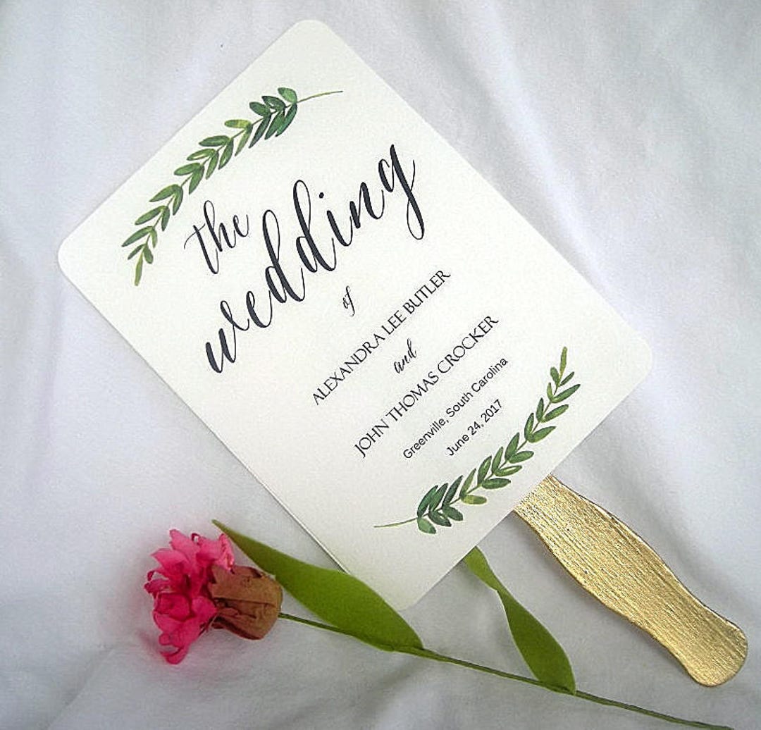 Rustic Wedding Fans Wedding Program Fan Greenery Wedding Fans ...