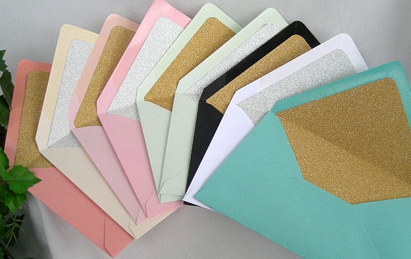 Lined Envelopes Gold Sparkle Invitation