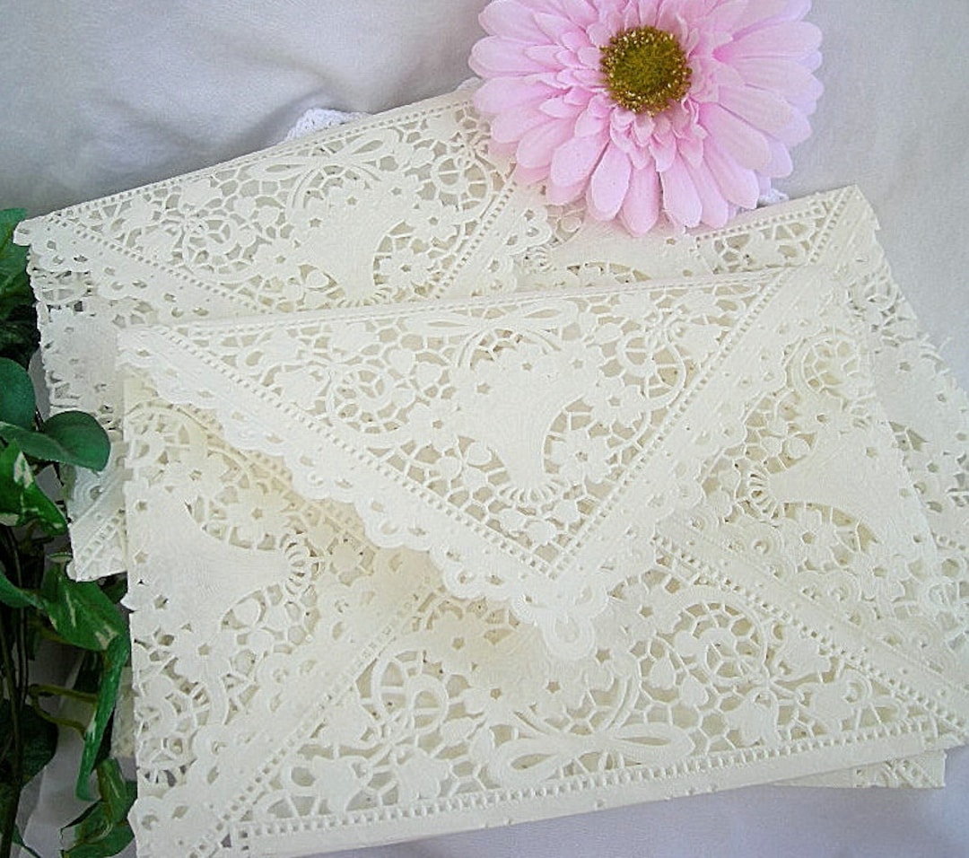 Paper Lace Envelopes, Vintage Lace, Handmade White Ivory Lace Envelopes ...