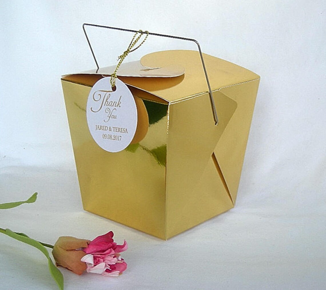 Chinese Takeout Box Personalized Wedding Favor Boxes Gold | Etsy