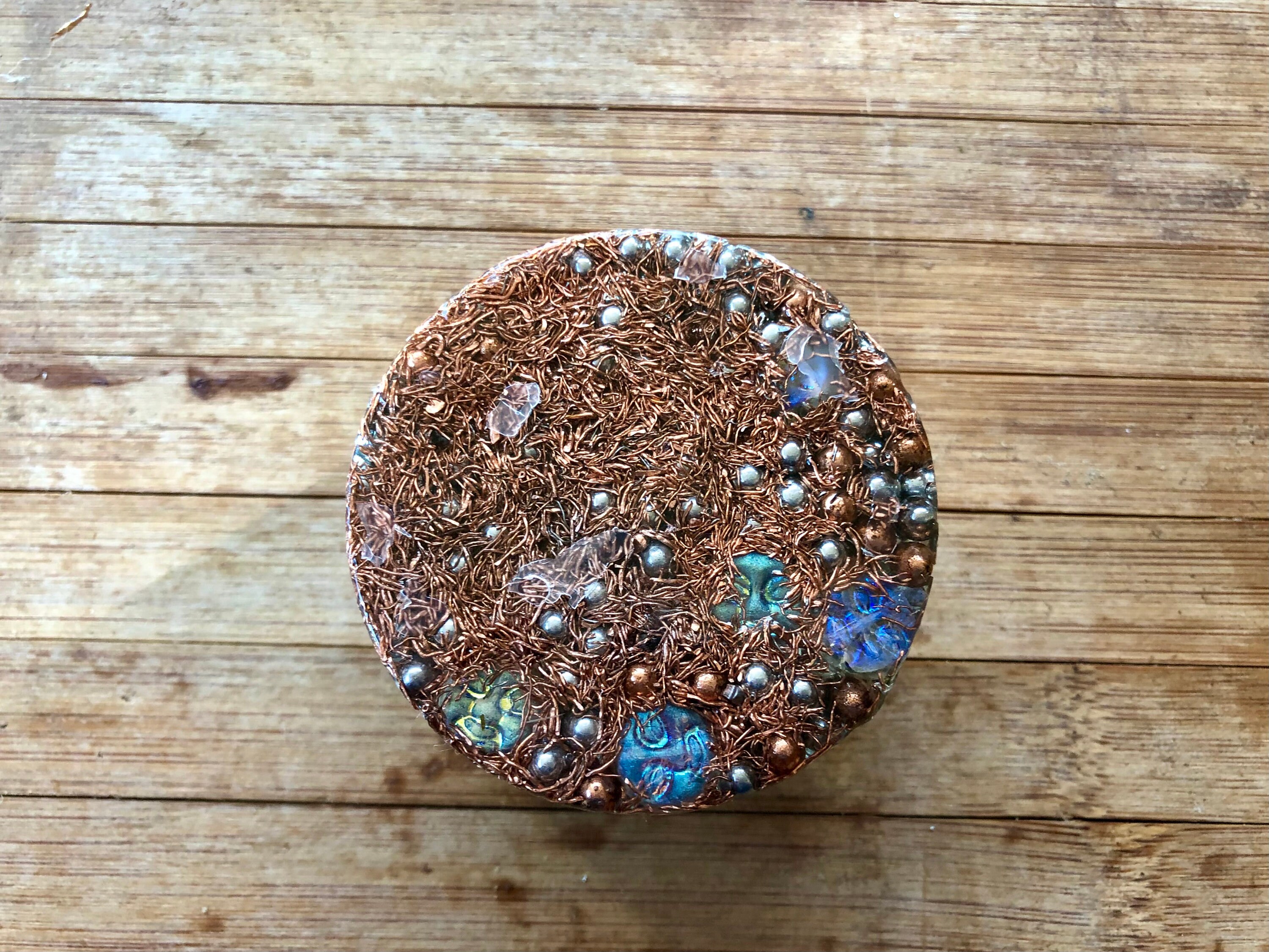 Orgone Puck Full Moon Moon Face Steampunk Gears Rose | Etsy