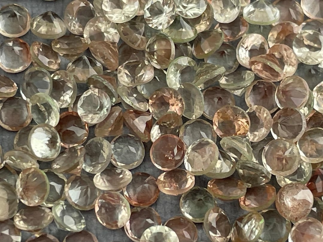 3mm Faceted Oregon Sunstones: Pale Peach/green Round Gemstones, 5 or 10 ...
