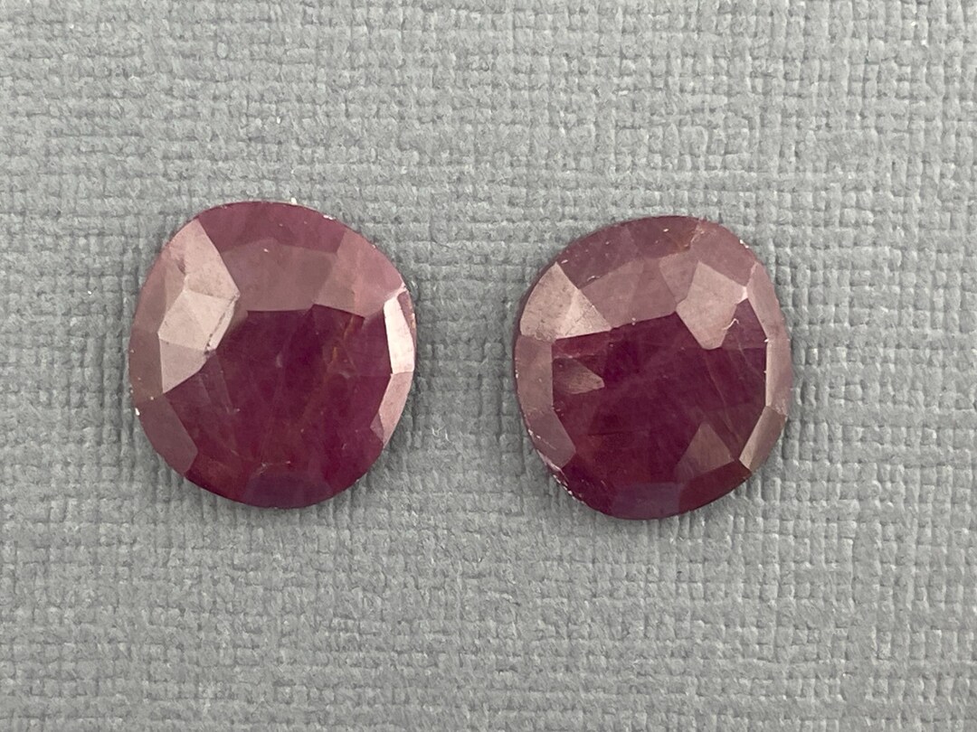 Ruby Rose Cut Cabochon Pair | Natural Corundum Gemstone | 12mm X 11mm ...