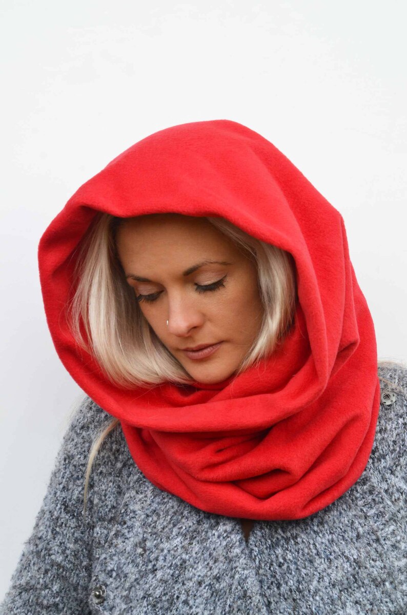 Black fleece cowl scarf chunky scarves hooded scarf cowl | Etsy