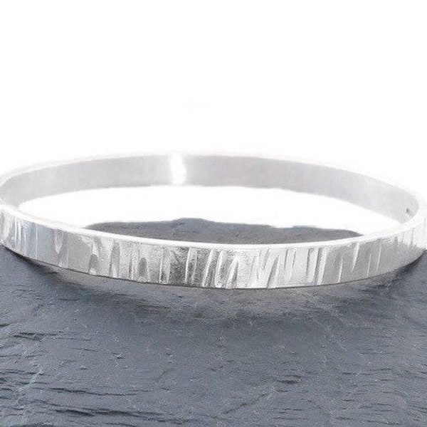 Hammered Silver Bangle - Etsy UK