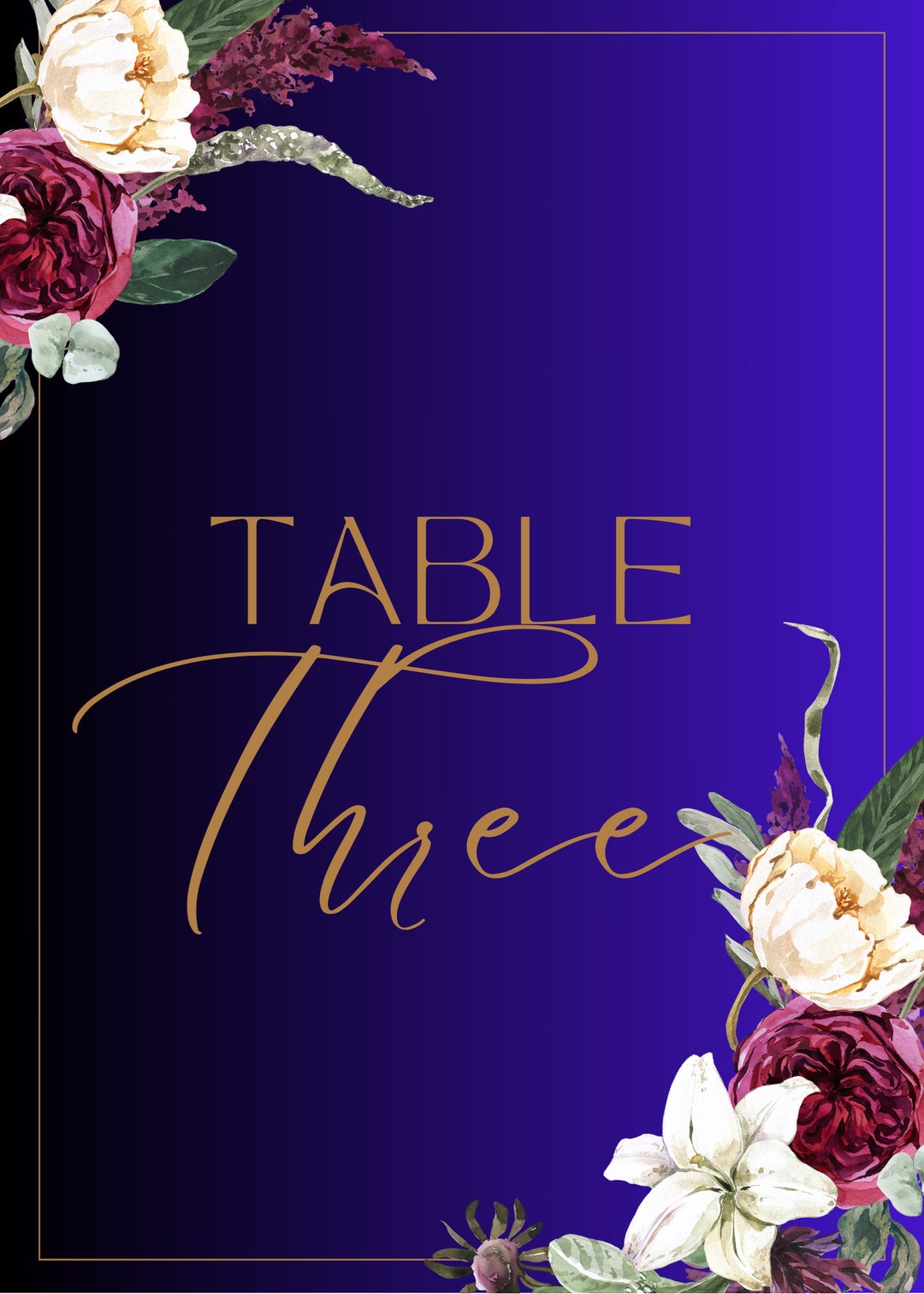 Blue and Gold Ombre Table Numbers - Etsy