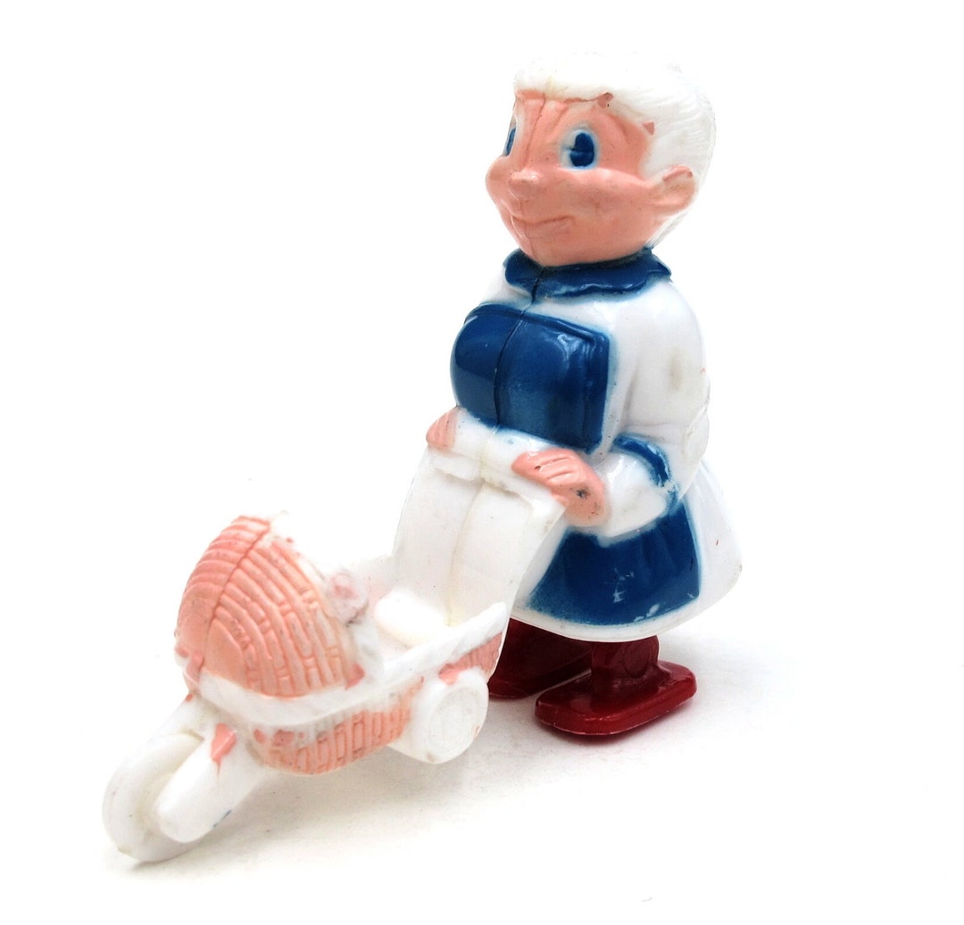 Vintage 1960s Marx Ramp Walker Toy Nora the Nursemaid Grandma Pushing A ...