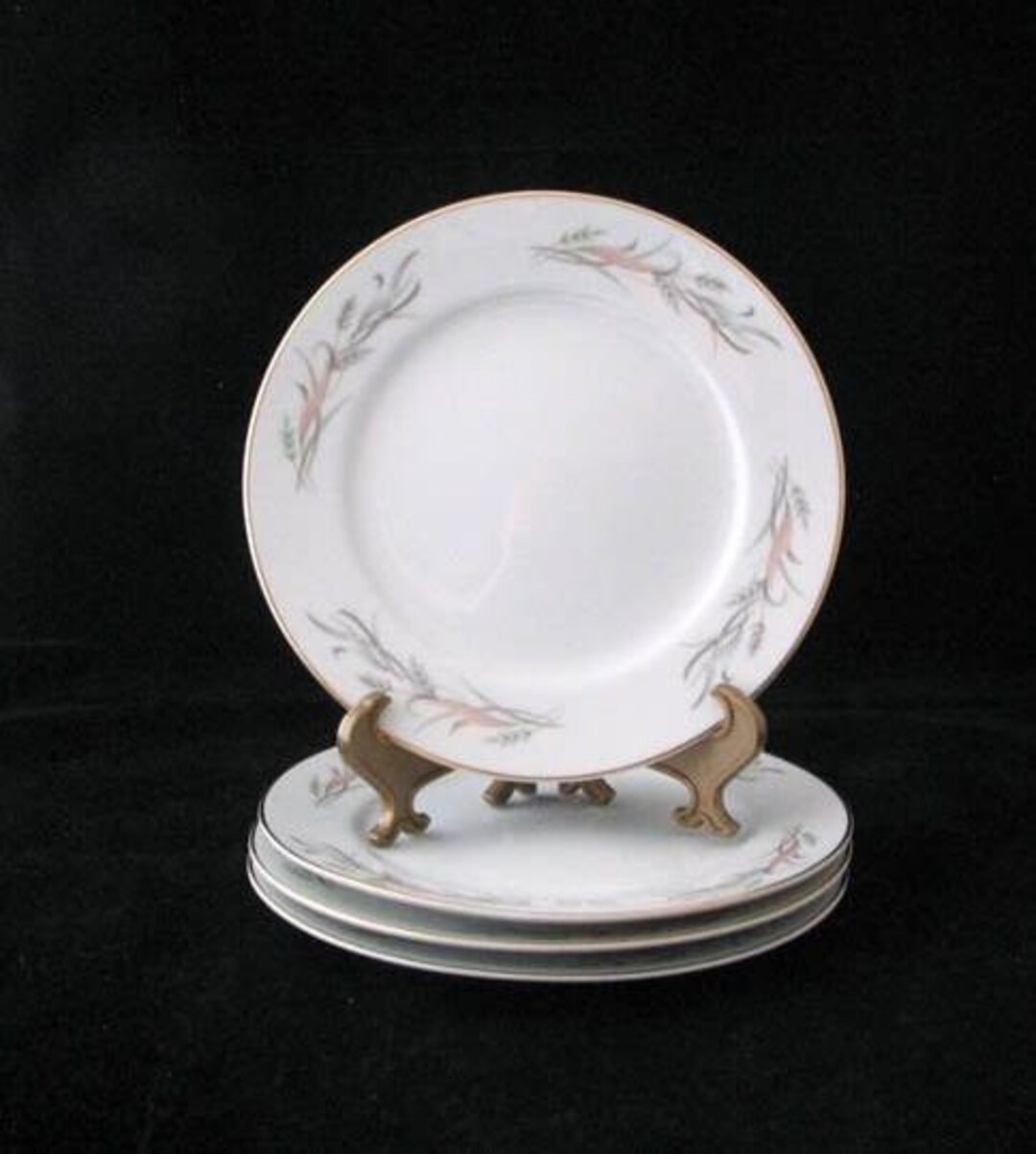 Lovely Fine China of Japan Joyce Bread Plates | Peach Green and Gray ...