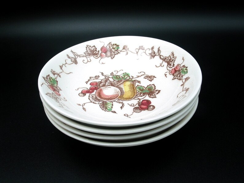 4 Embassy China Delight Berry or Fruit Bowls With Brown Red Yellow and ...