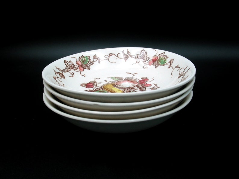 4 Embassy China Delight Berry or Fruit Bowls With Brown Red Yellow and ...