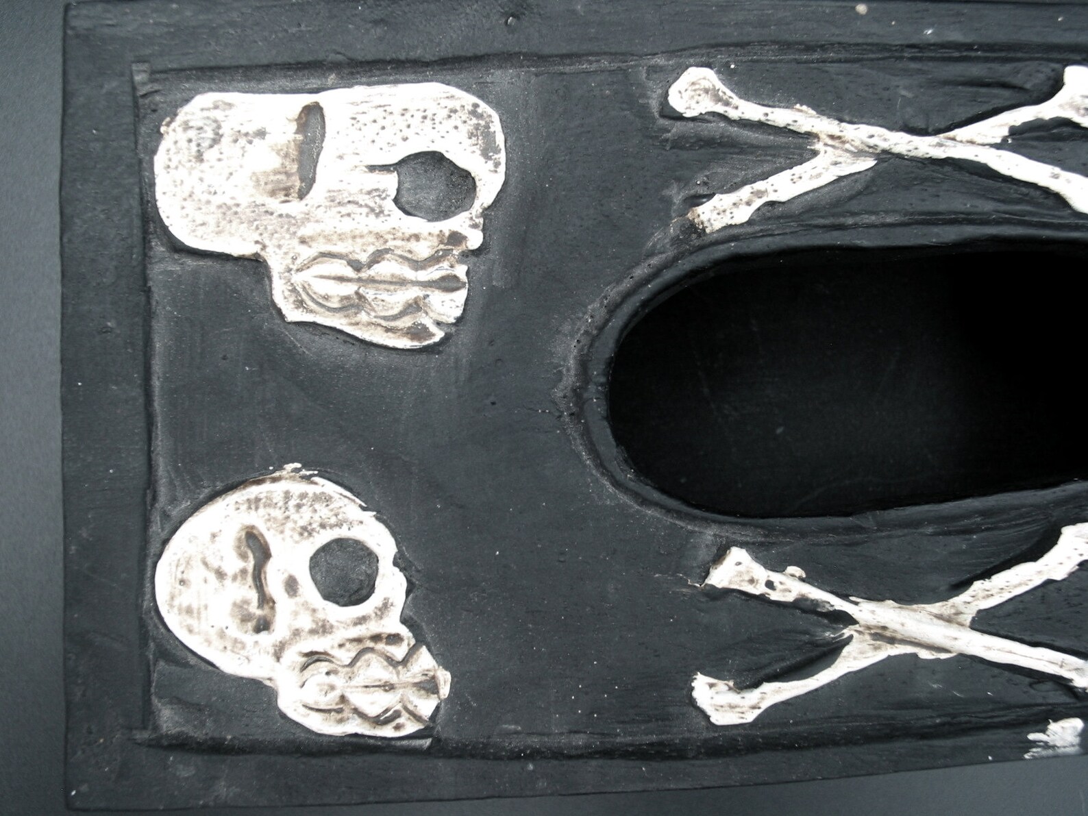 Skull Tissue Box Black Wood Hinged Box With Skulls and Crossbones ...