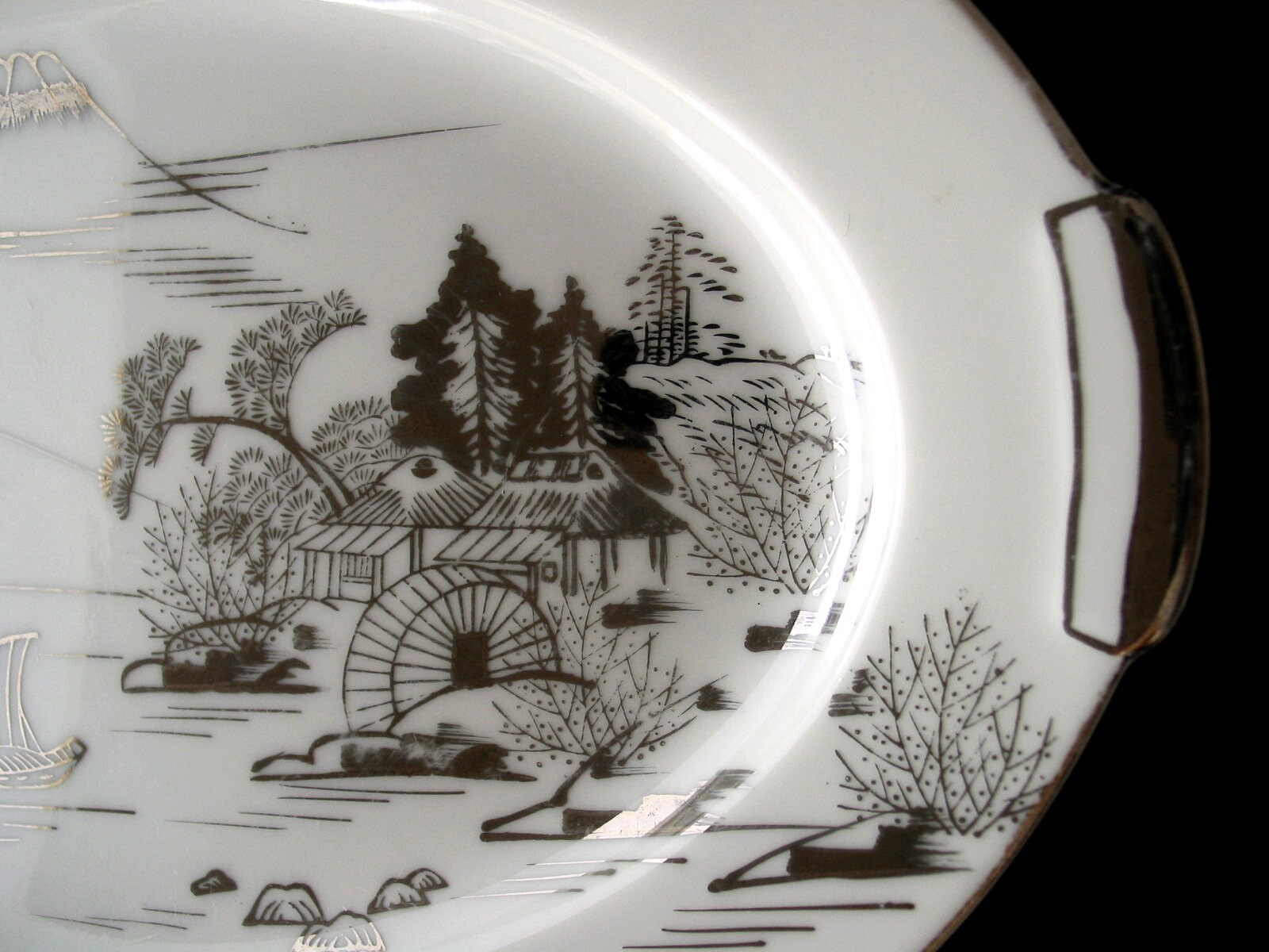 Vintage Kutani Japan Platter With Japanese Countryside and Mountain ...