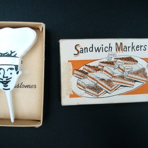 Vintage 1950s Sandwich Markers Writable Sandwich Picks With Chefs Head ...