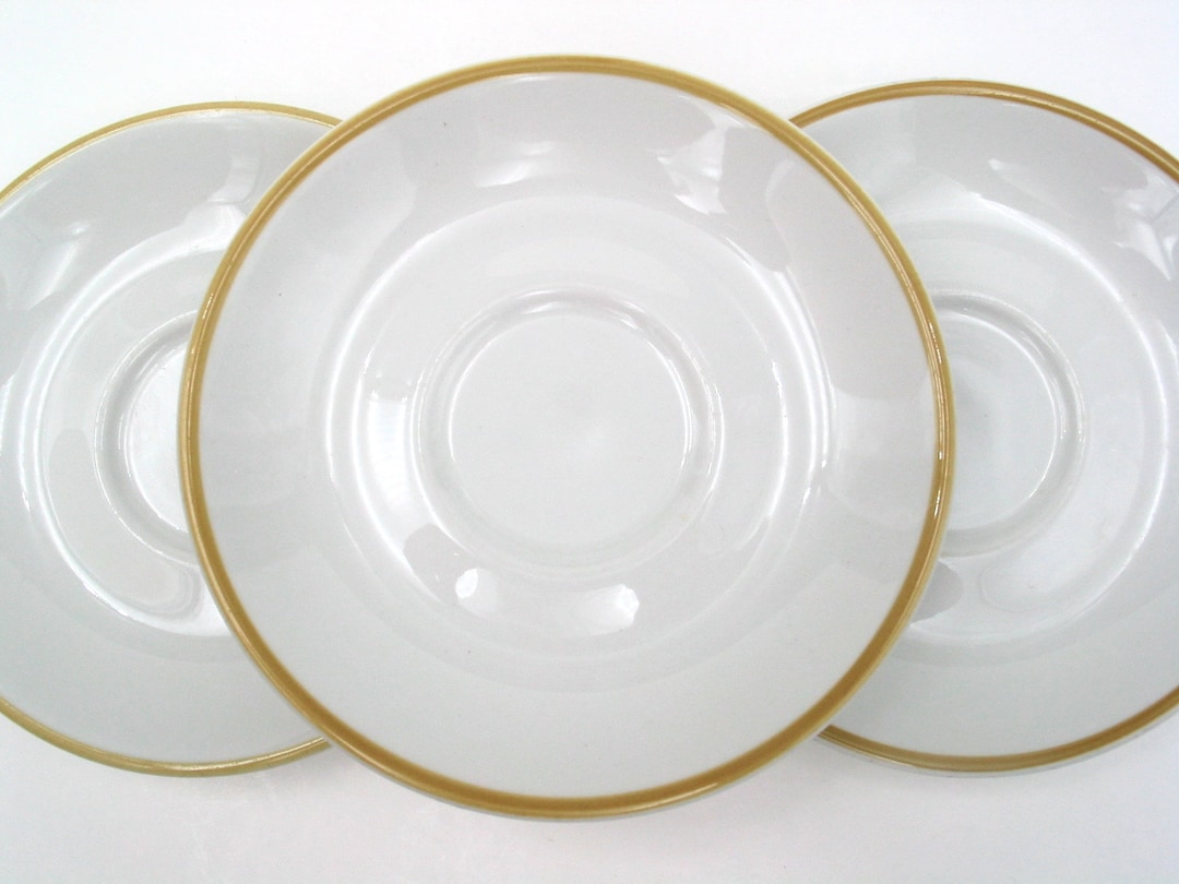 3 Mayer China Yellow Gold Band Restaurant Ware Saucers Mustard Yellow ...
