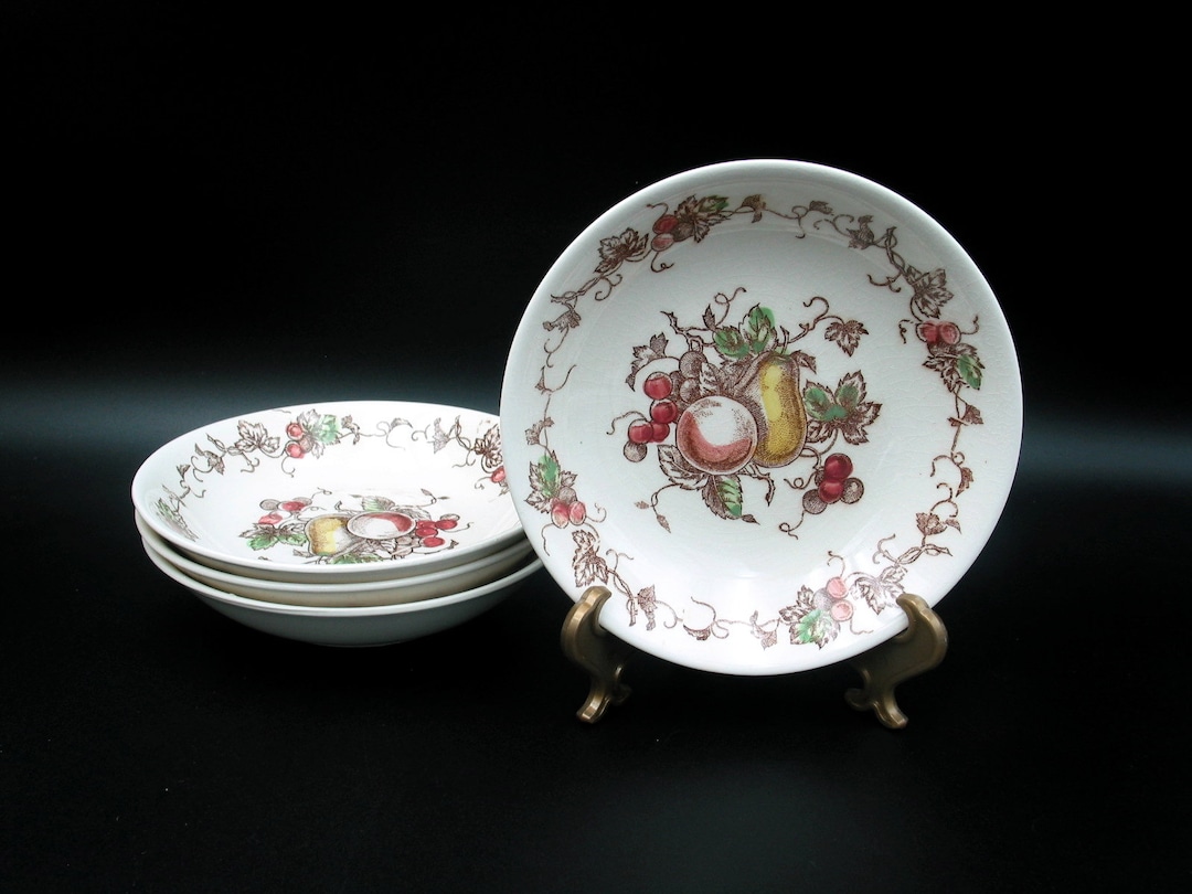 4 Embassy China Delight Berry or Fruit Bowls With Brown Red Yellow and ...