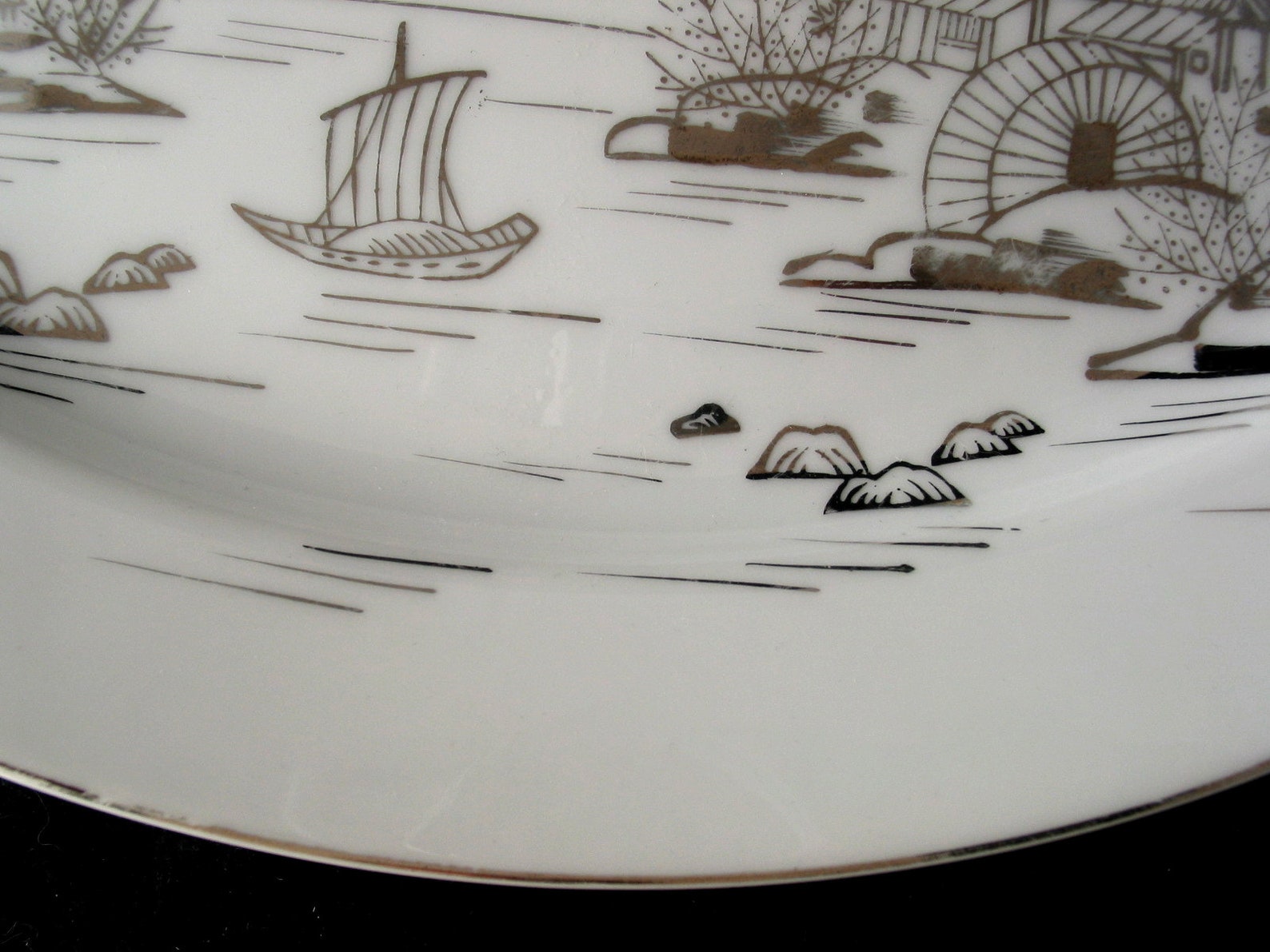 Vintage Kutani Japan Platter With Japanese Countryside and Mountain ...