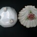 Enesco Footed Hobnail Trinket Box or Dresser Dish With Sea Shell Shaped ...
