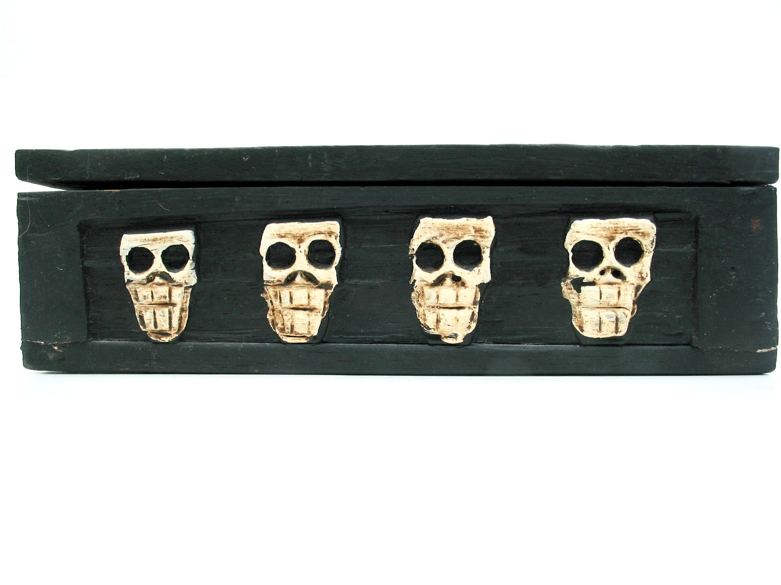 Skull Tissue Box Black Wood Hinged Box With Skulls and Crossbones ...