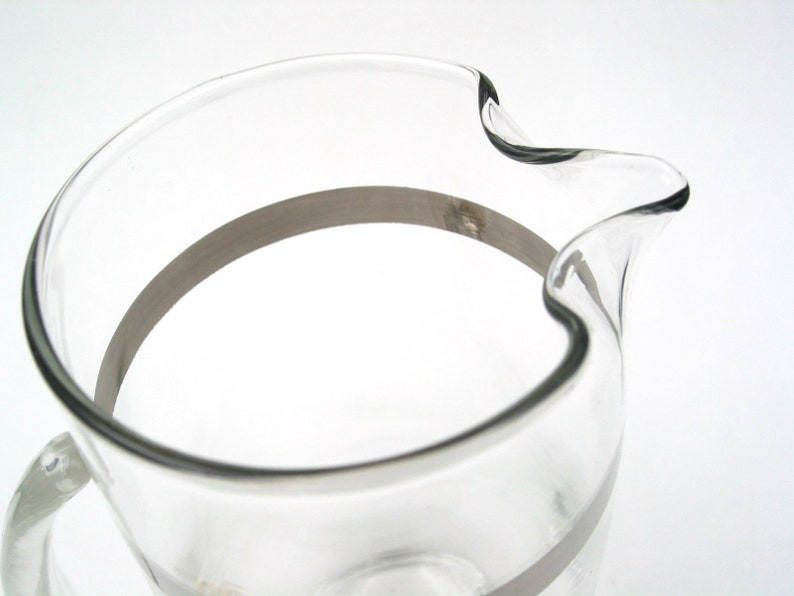 Vintage MCM Martini Pitcher Clear Glass With Silver Band Vintage ...