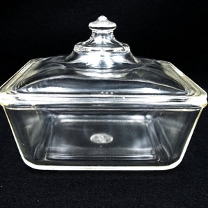 Pyrex Clear 1 1/2 Quart Square Baking Dish With Lid Vintage 1920s ...