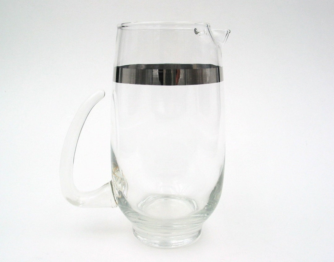 Vintage MCM Martini Pitcher Clear Glass With Silver Band - Etsy