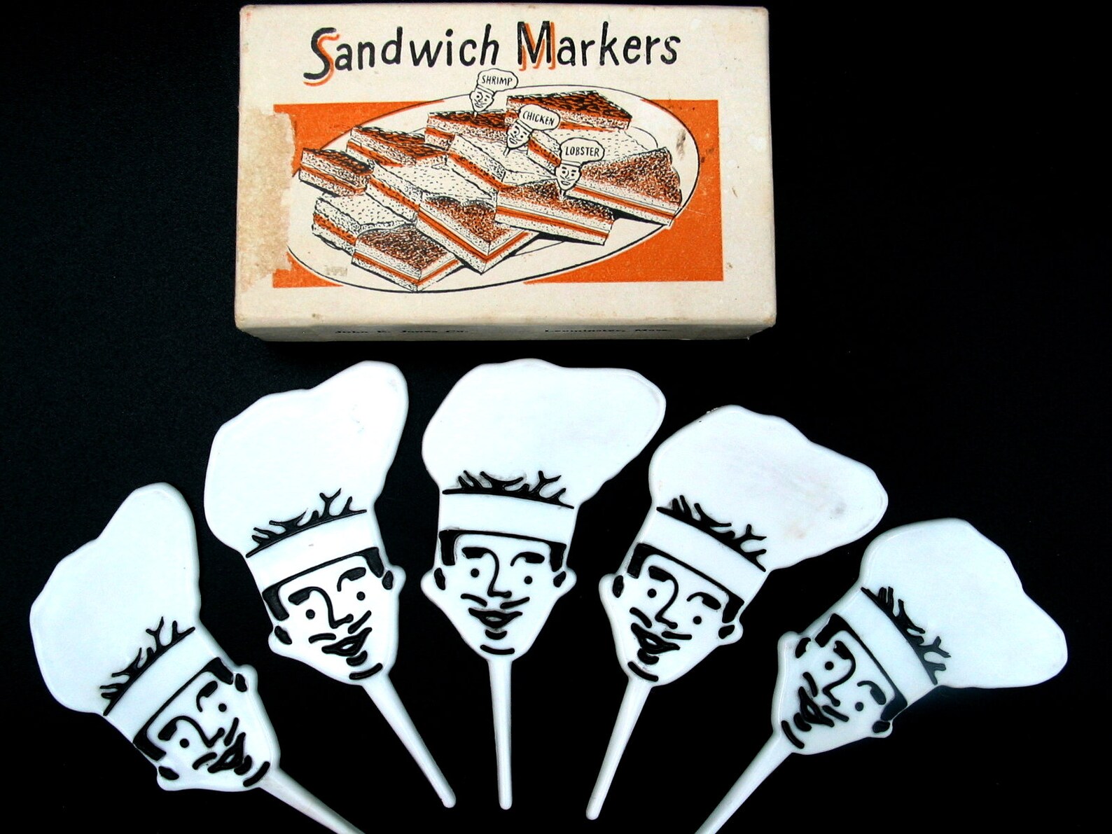 Vintage 1950s Sandwich Markers Writable Sandwich Picks With Chefs Head ...
