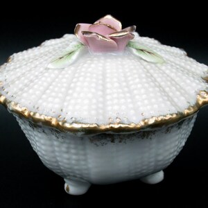 Enesco Footed Hobnail Trinket Box or Dresser Dish With Sea Shell Shaped ...