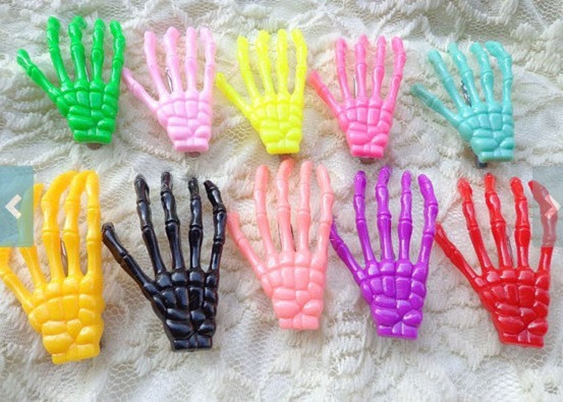 SALE10 Pcs 10 Colors Skeleton Hand Hair Clips Mixed Colors - Etsy