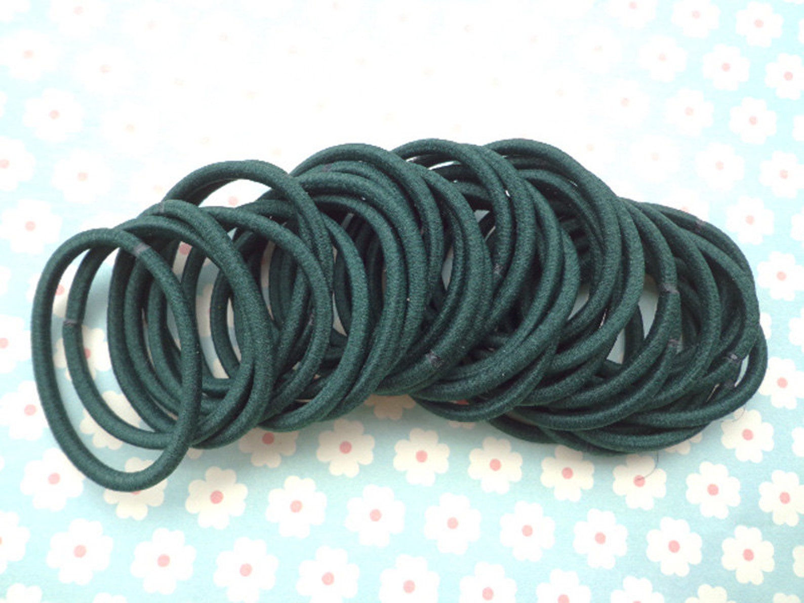 20 Pcs Hair Elastics,dark Green Ponytail Elastics,ponytail Holders ...