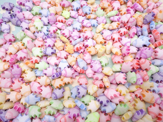 100PCS Mixed Color tiny plastic fish shape beads | Etsy