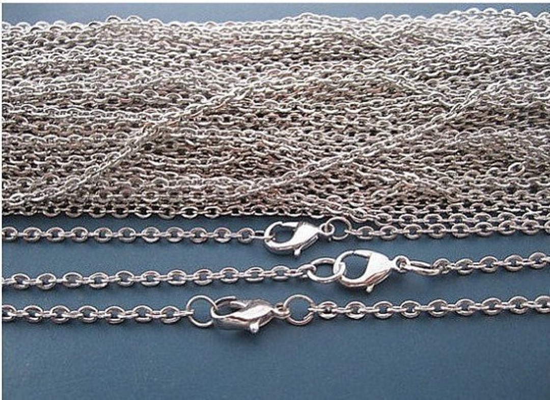 100 Pcs 27 Inch 2x3mm Silver Plated Necklace Chain With Lobster Clasp ...