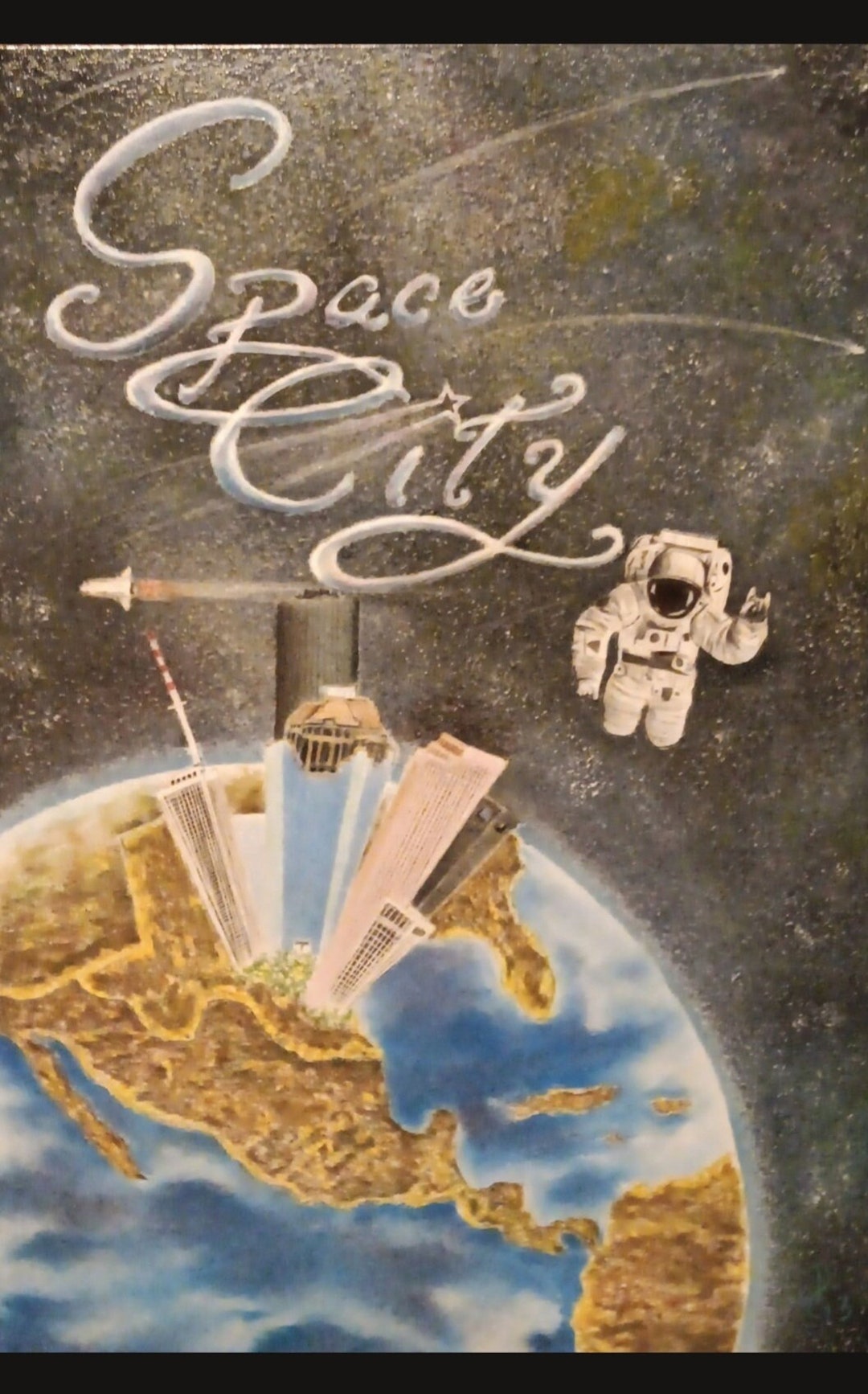 Houston Themed Custom Drawing, Astronaut Drawing, Outer Space Drawing ...