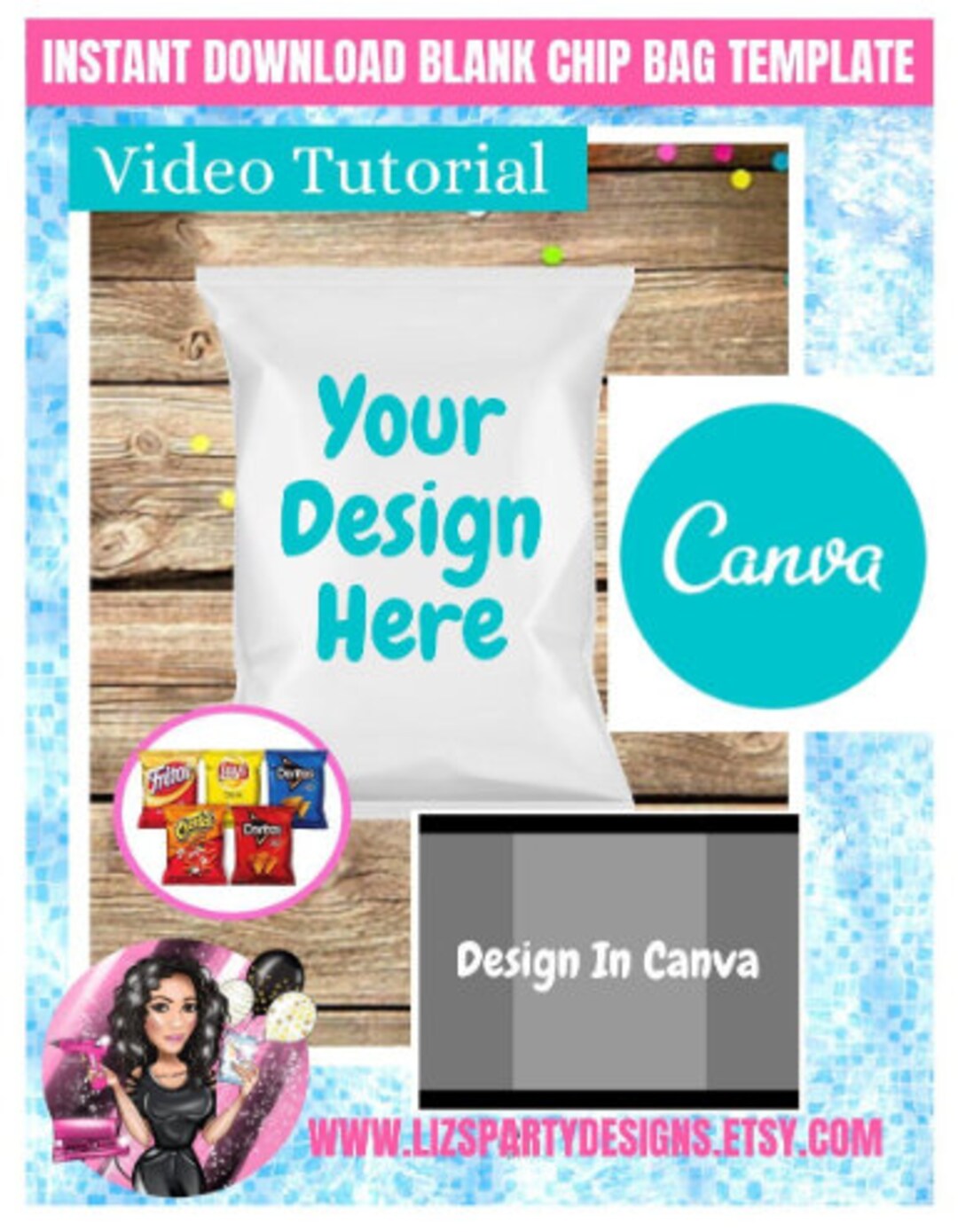 Chip Bag Template, Chip Bags, Chip Bag Party, Chip Bag Favor, Chips ...