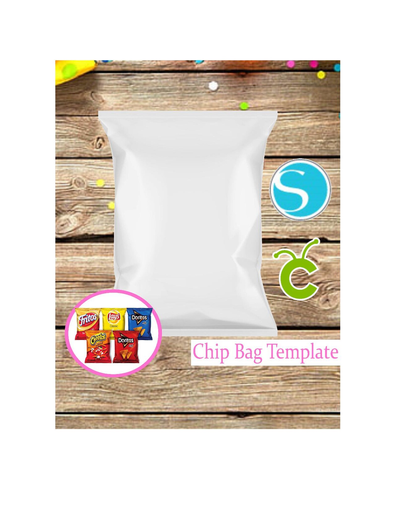 Chip Bag Template Silhouette Studio FILE Chip Bag FILE Chip - Etsy