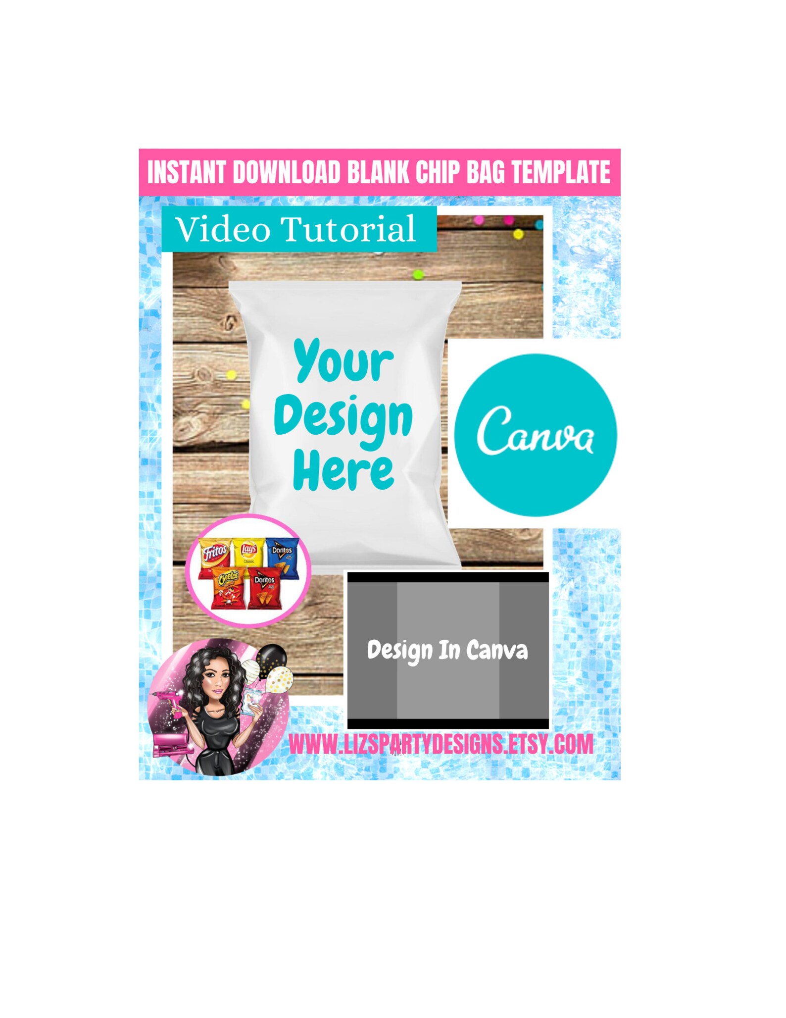 Chip bag Template Silhouette studio only FILE Chip bag FILE | Etsy