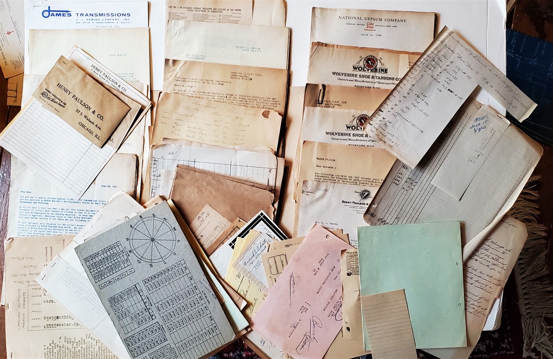 Vintage Paper Ephemera (50) + Pages Business Correspondence1920s to 40s ...