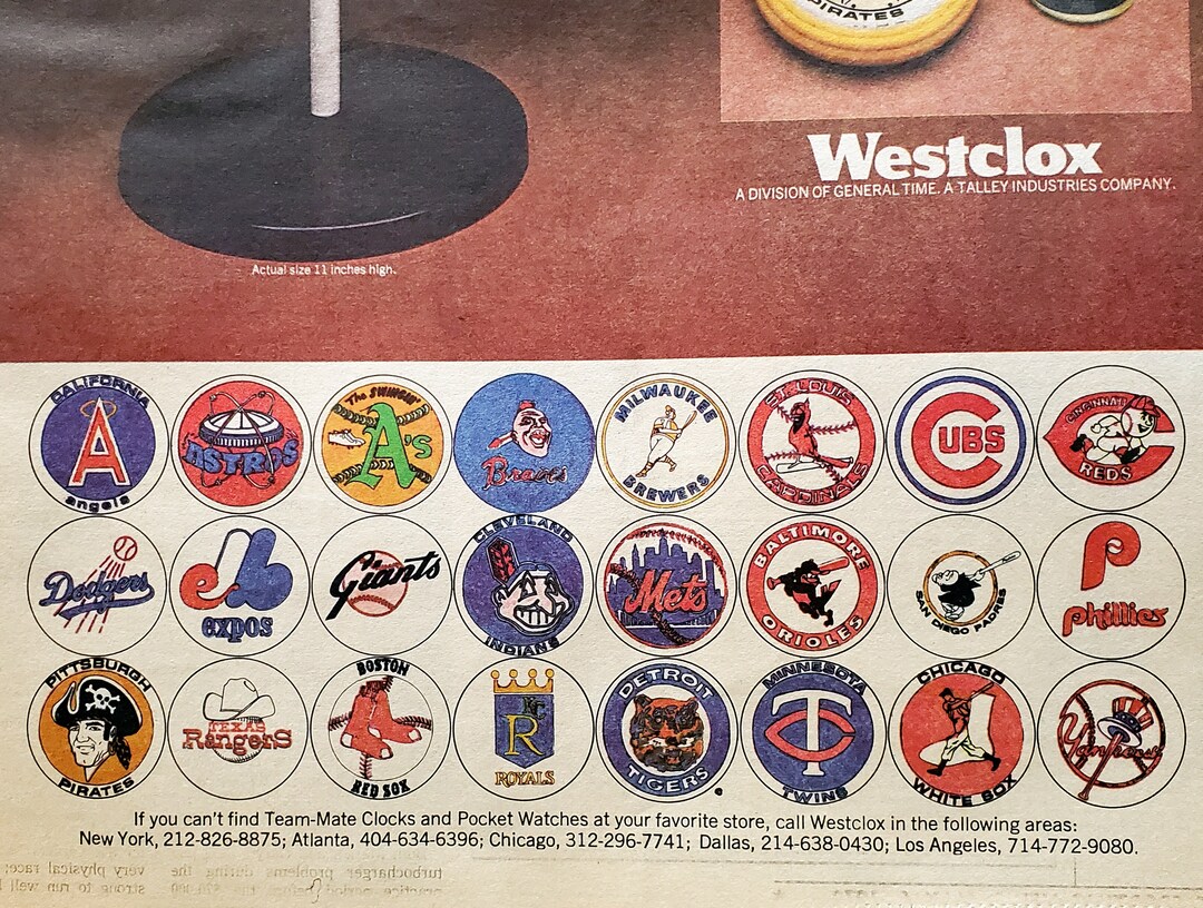 MLB 1972 Classic Team Trademark Desk Clocks Helmet Team Logos Color ...